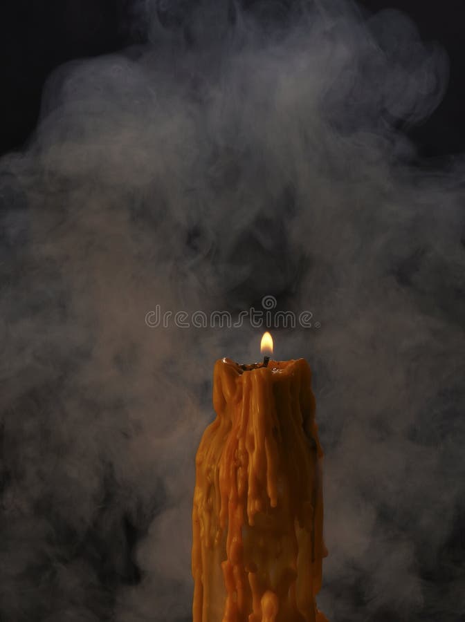 Candle with Dramatic Smoke Background and Lighting Effects and Antique ...