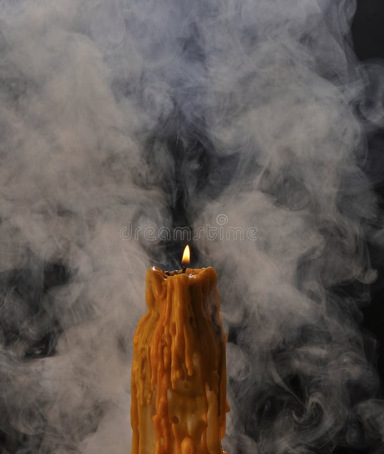 Candle with Dramatic Smoke Background and Lighting Effects and Antique ...