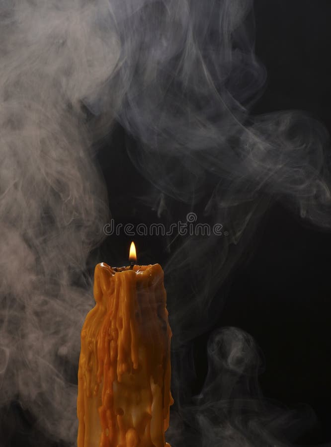 Candle with Dramatic Smoke Background and Lighting Effects and Antique ...