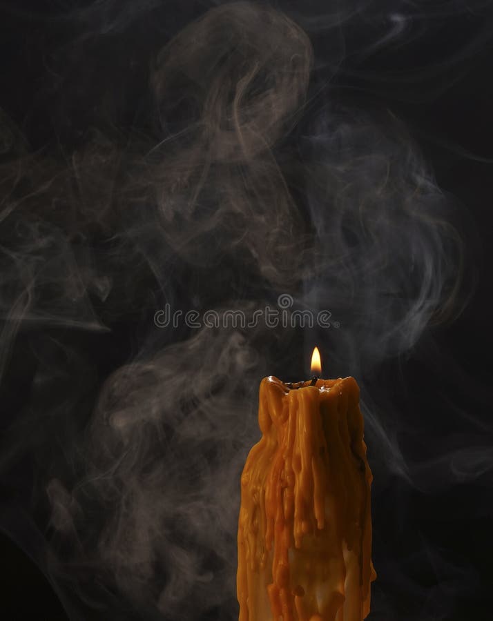 Candle with Dramatic Smoke Background and Lighting Effects and Antique ...