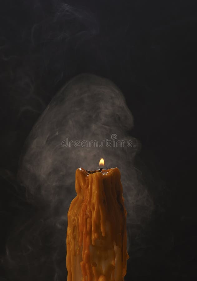 Candle with Dramatic Smoke Background and Lighting Effects and Antique ...