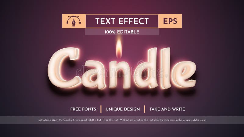 Candle - Editable Text Effect, Font Style Stock Vector - Illustration ...