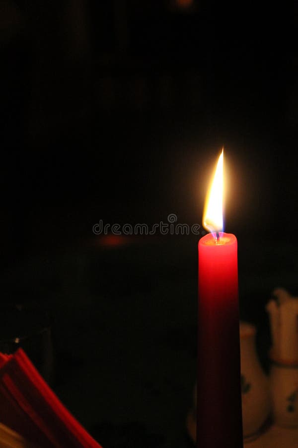Red Candle Fire on the Table Stock Image - Image of evening, nubes ...