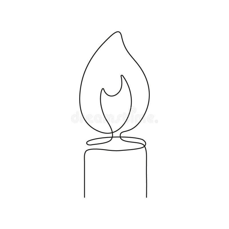 Candle Fire Continuous Single Art Line Drawing. Flame Shape ...