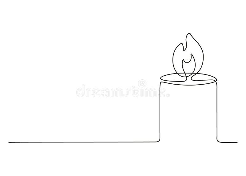 Candle Fire Continuous Single Art Line Drawing. Flame Shape ...