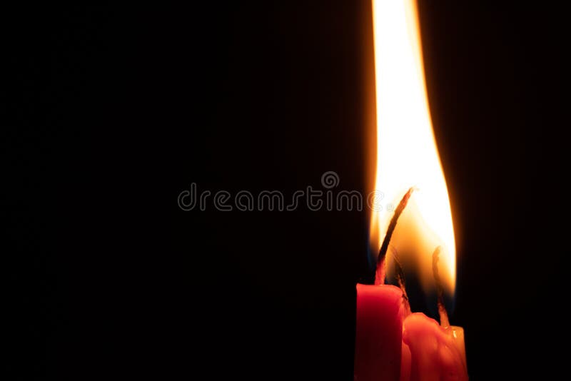 Candle Fire in the Dark, Burning Candle Flame Stock Photo - Image of ...