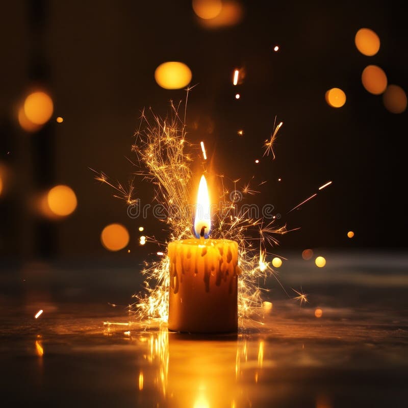 Candle Flame with Bright Spark Effects Stock Image - Image of ...