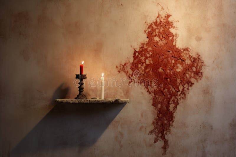 Candle Flame Casting Shadow on a Textured Wall Stock Image - Image of ...