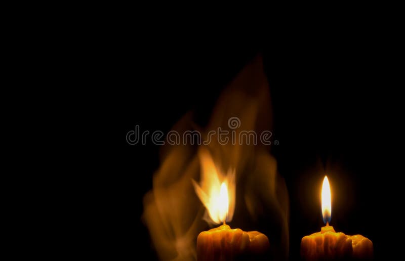 Candle Flame with Exploding Flammable Liquid Sprayed Onto Flame ...