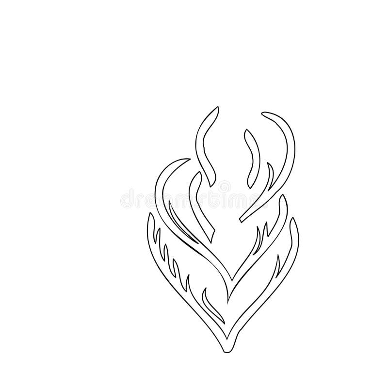 Candle Flame Fire Heart Outline Illustration Sketch Stock Vector ...