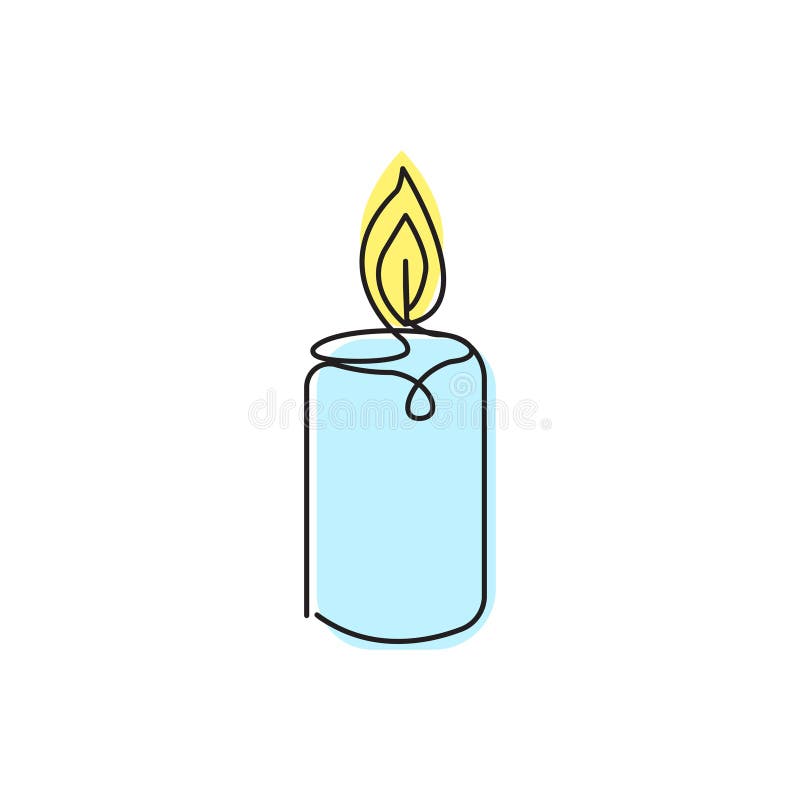 Candle Flame Icon. Simple Blue Candle. Yellow Flame Design. Vector ...
