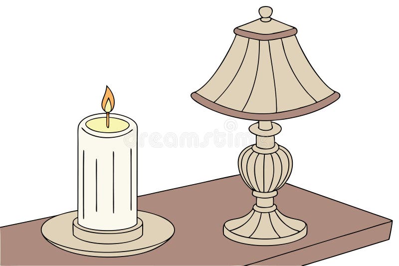 A Candle Flame beside a Lamp, Providing a Relaxing Setting for Reading ...