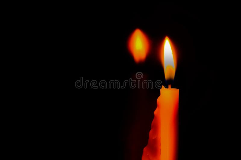 Candle Flame Light at Night and Reflection Effect of the Mirror with ...