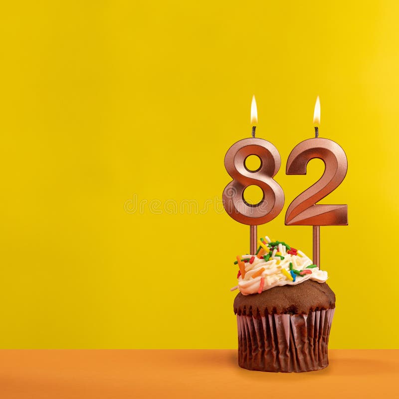 Candle Flame Number 82 Birthday Card Yellow Background Stock Photos ...