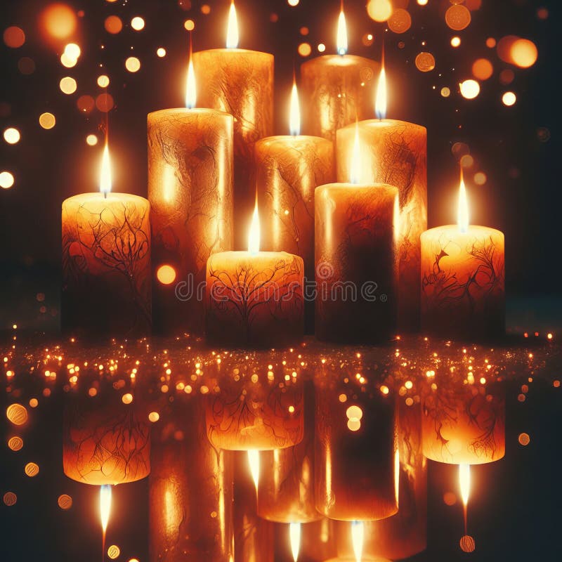 Candle Flames Creating a Warm and Flickering Light Ref Stock Photo ...