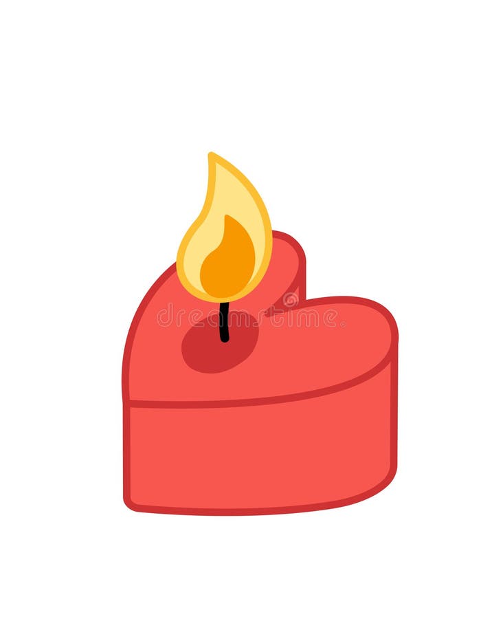 Candle in Form of Heart. Burning Candle Stock Vector - Illustration of ...