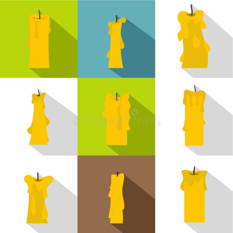 Candle Forms Icon Set, Flat Style Stock Vector - Illustration of shape ...