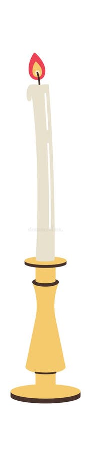 Candle in Golden Candlestick Flat Icon Stock Vector - Illustration of ...