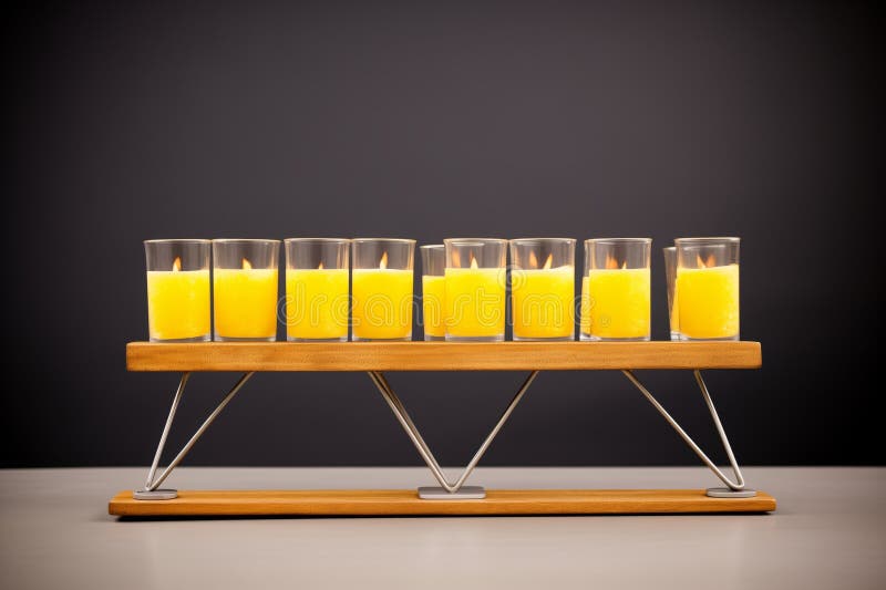 Candle Holder with Multiple Yellow Votive Candles Stock Photo - Image ...