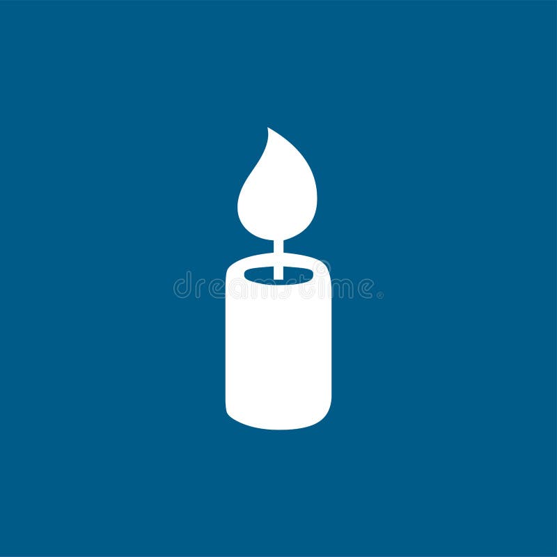 Candle Icon on Blue Background. Blue Flat Style Vector Illustration ...