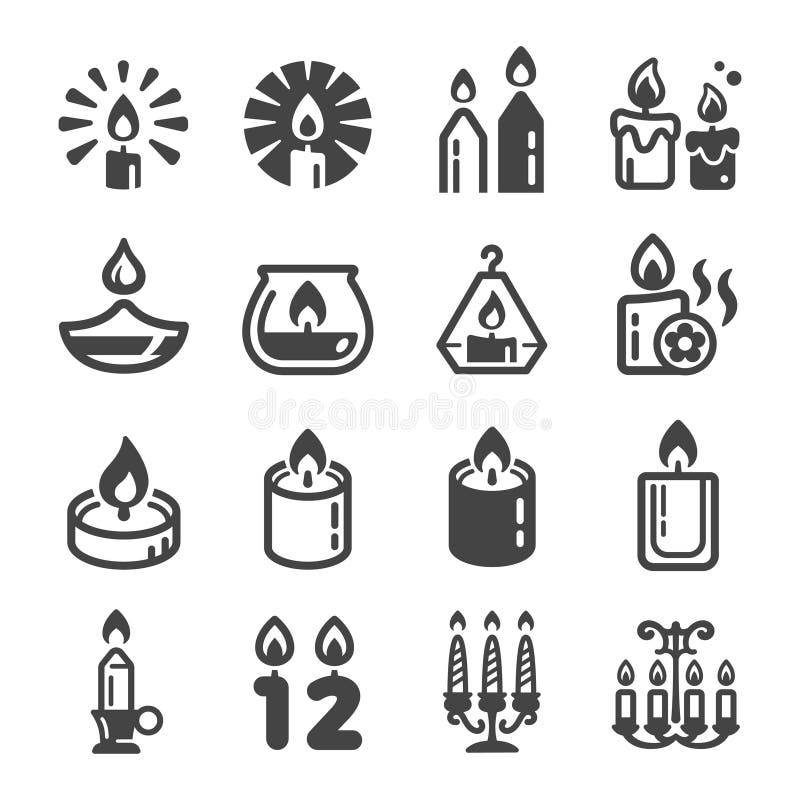 Candle Icon Logo Vector Design Illustration, Isolated on White ...