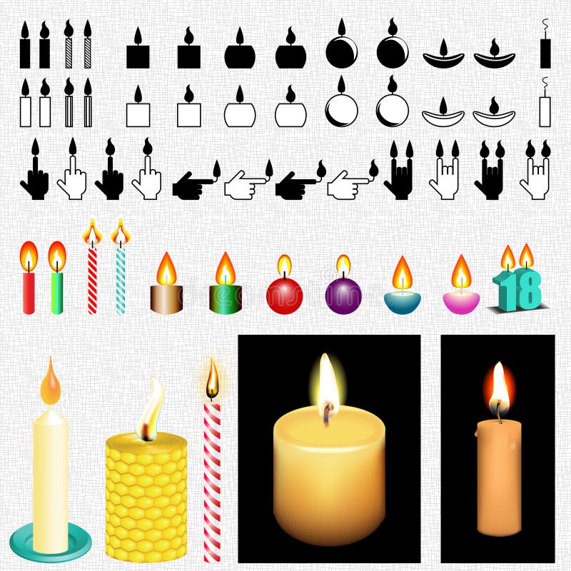 Candle hand drawn set stock vector. Illustration of linear - 77117351