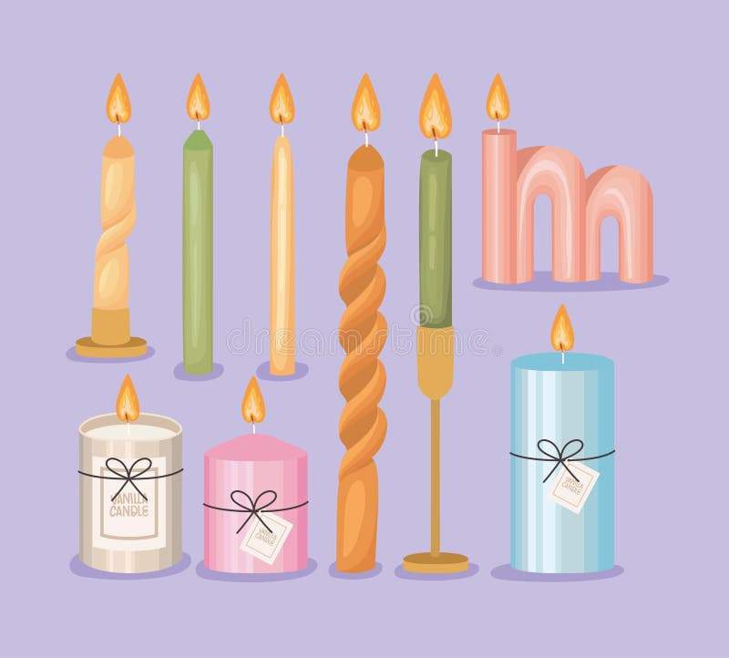 Candle icons set stock vector. Illustration of candlelight - 240009309