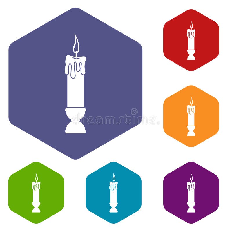 Candle icons set hexagon stock vector. Illustration of lightning - 91691639