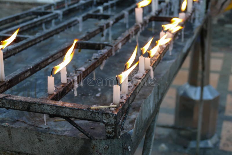 Candle Light in Buddisht Temple Stock Image - Image of bright, religion ...