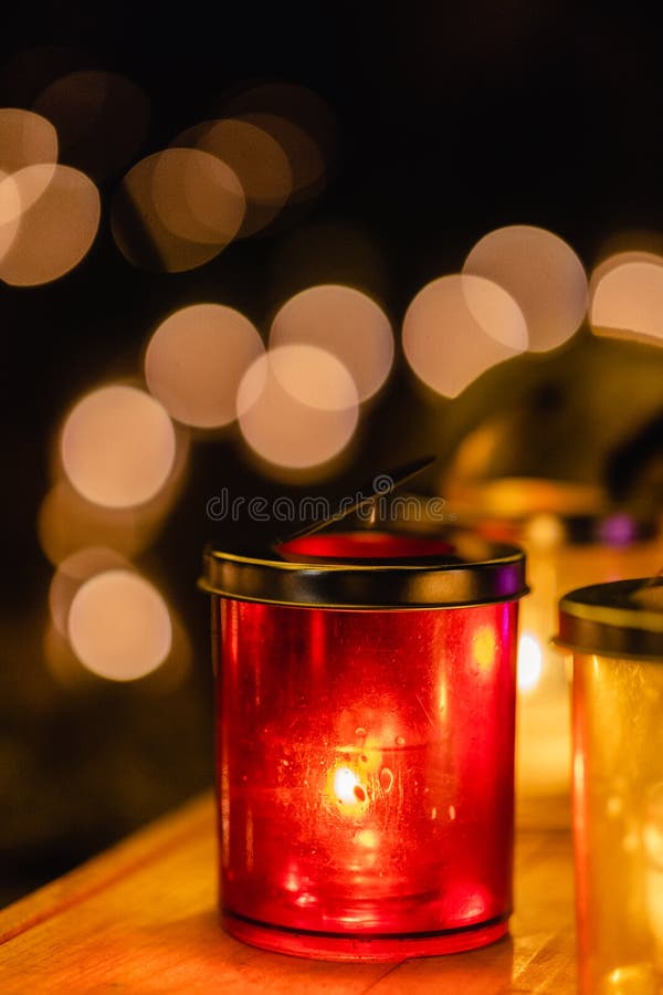 Candle light up stock image. Image of glass, night, prayer - 233980095