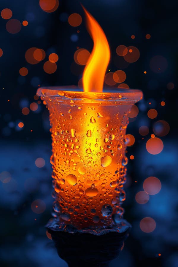 A Candle Lit with a Flame Surrounded by Water Droplets, AI Stock Image ...