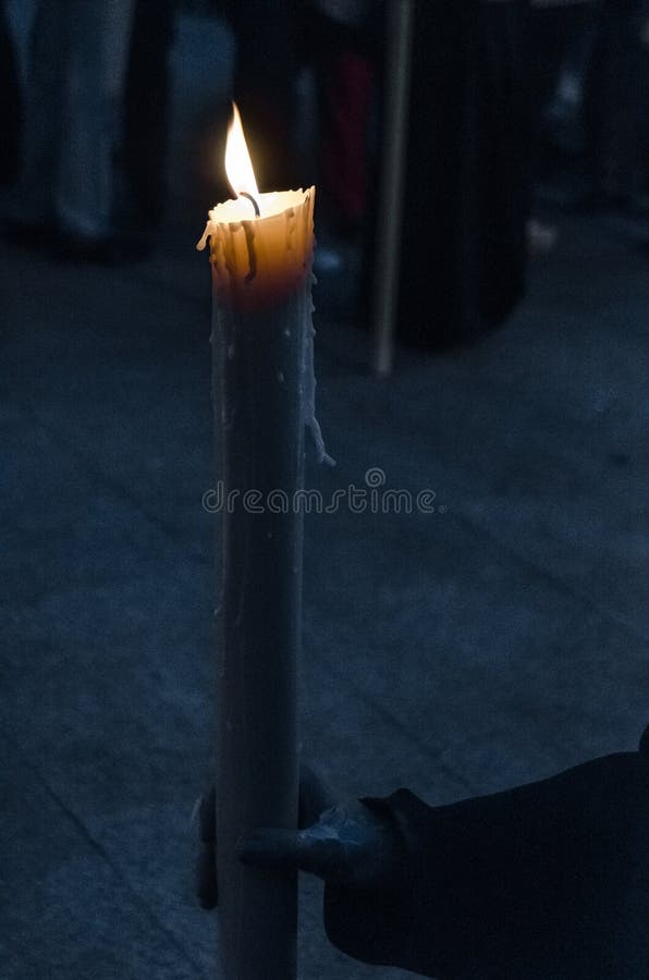 Candle Lit during a Holy Week Procession Stock Image - Image of ...