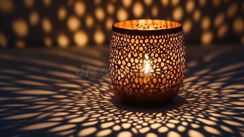 A Candle is Lit in a Small, Ornate Glass Container Stock Illustration ...