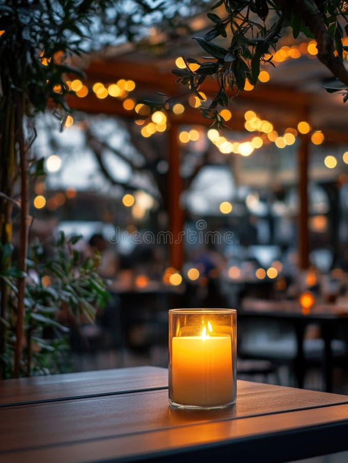 Candle is Lit on a Table in a Restaurant Stock Photo - Image of dinner ...