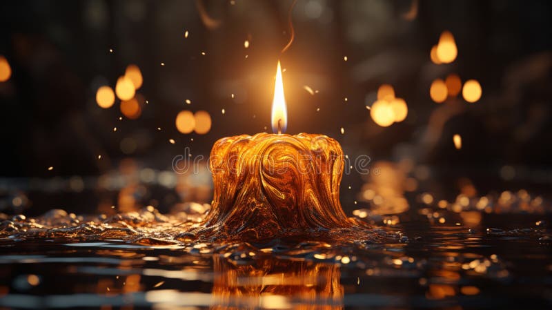 A Candle that is Lit Up with the Candles Lit Up Stock Illustration ...