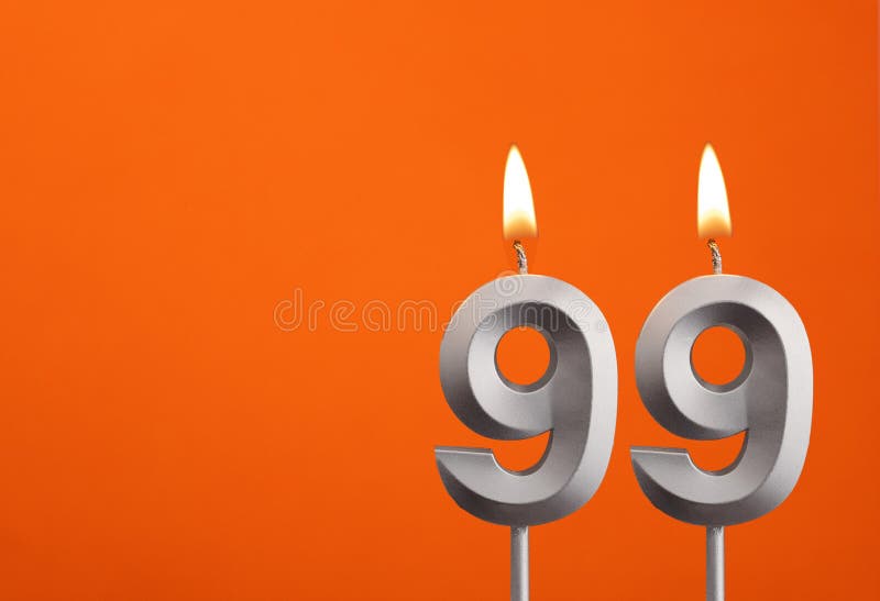 Candle Number 99 - Birthday in Orange Background Stock Illustration ...