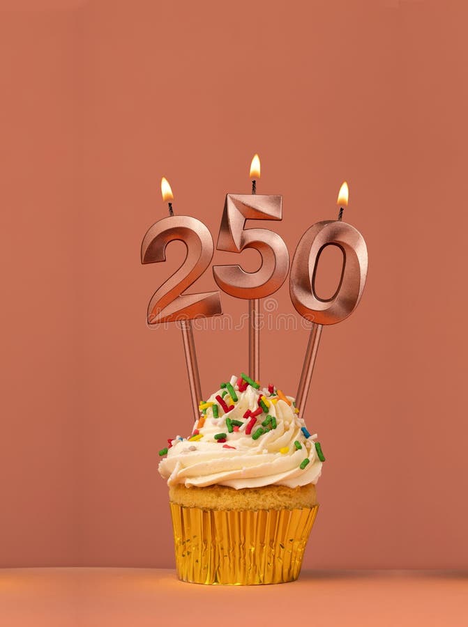 Candle Number 250 - Number of Followers or Likes Stock Photo - Image of ...