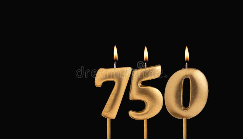 Candle Number 750 - Number of Followers or Likes Stock Photo - Image of ...