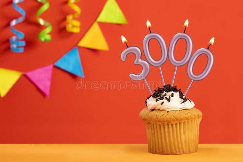 Candle Number 3000 - Number of Followers or Likes Stock Photo - Image of fiery, life: 373249750