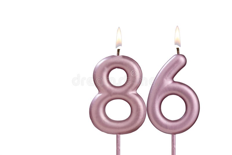 Candle Number 86 Lit Birthday White Background Stock Photos - Free ...