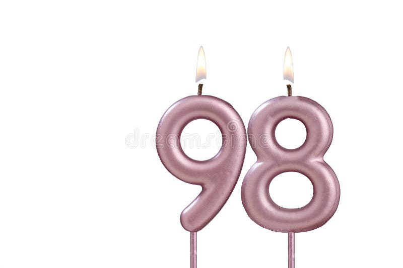 Lit Birthday Candle Number 98 White Background Stock Photos - Free ...