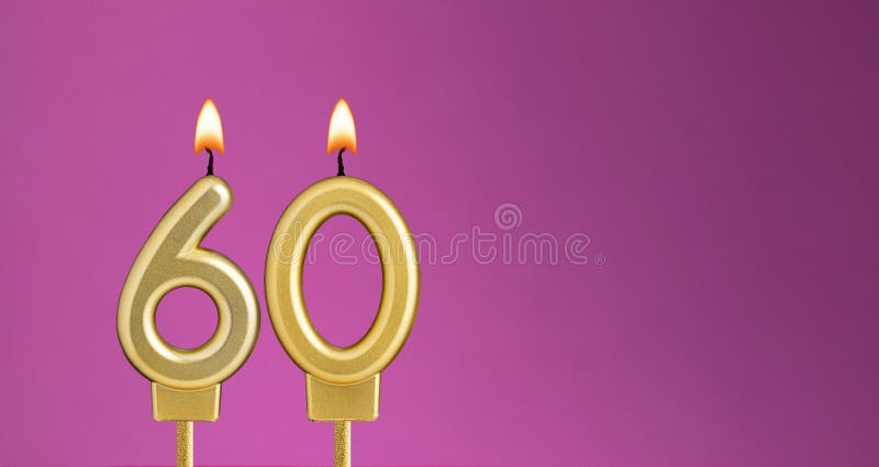 Candle Number 60 in Purple Background - Birthday Card Stock ...