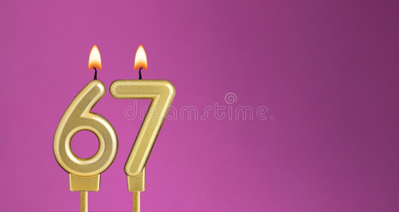 Birthday Card with Candle Number 67 - Purple Background Stock ...