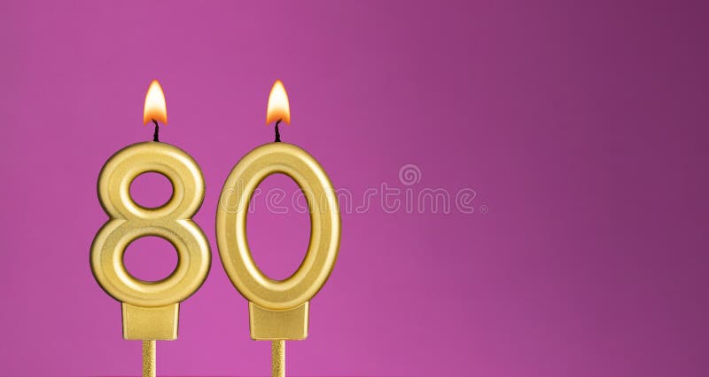 Candle Number 80 Purple Background Birthday Card Stock Photos - Free ...