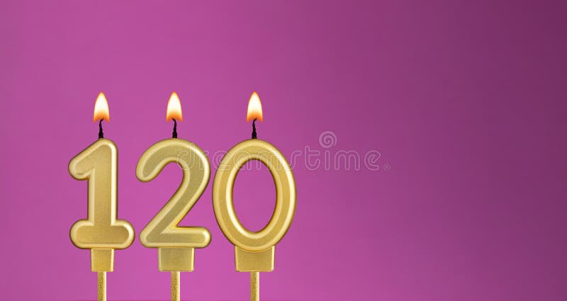 Candle Number 120 Purple Background Birthday Card Stock Photos - Free ...