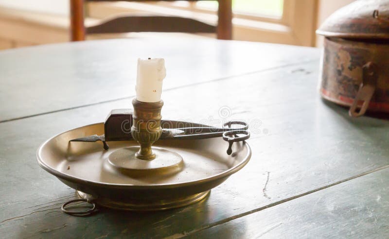 Candle in Old Fashioned Retro Holder Stock Photo - Image of religious ...