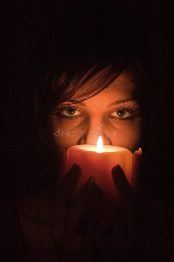 Artist Low Light Show of a Beutiful Girl in Candle Stock Photo - Image ...