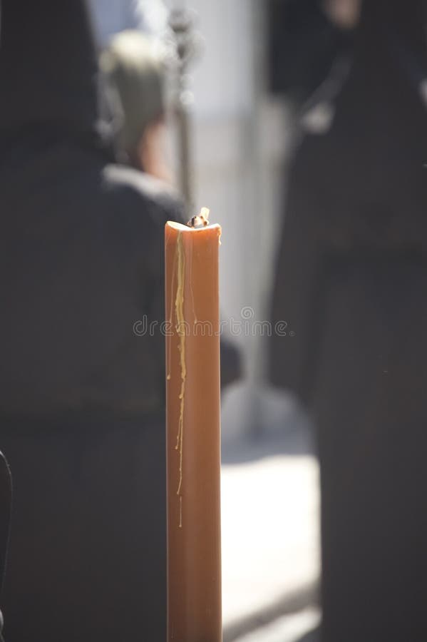 Candle in Procession Holy Week Stock Photo - Image of cubrerostro ...