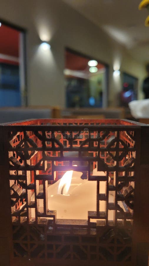 Candle in a Restaurant Flame Light Night Stock Photo - Image of night ...