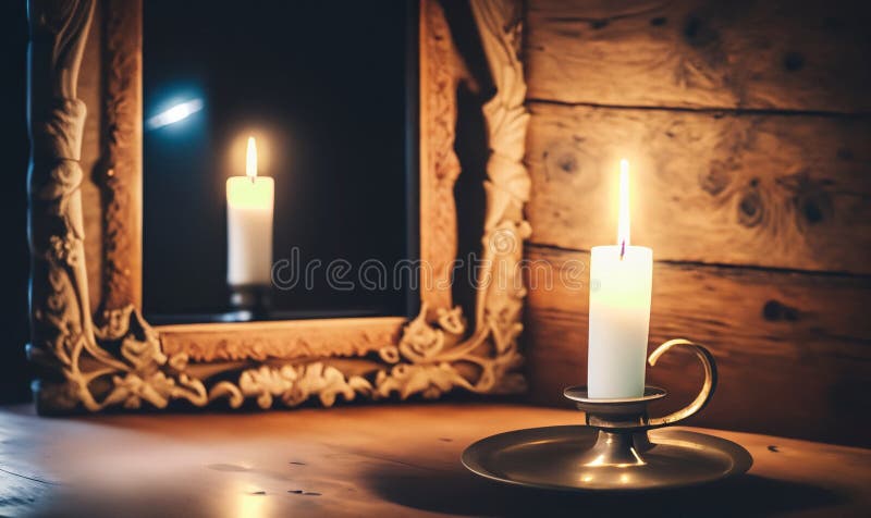 Candle in a romantic stock illustration. Illustration of darkness ...